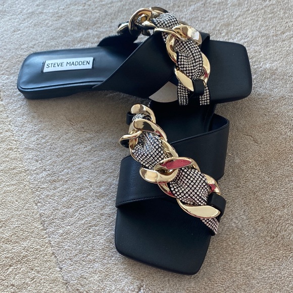 Steve Madden | Shoes | Brand New Steve Madden Slides With Gold And ...